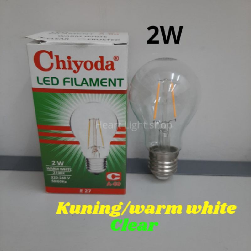 Jual Led filament 2w 2700k kuning warm white clear A60/bohlam pijar ...
