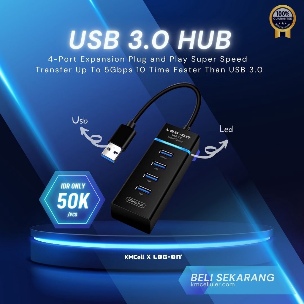 Jual Usb Hub Log On 4 Port USB 3.0 Expansion Plug and Play Premium ...