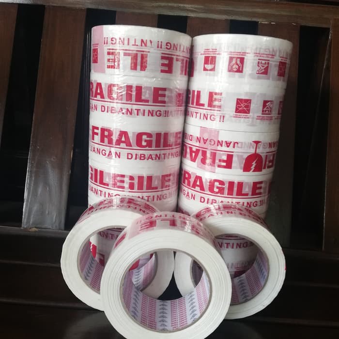 Jual LAKBAN FRAGILE PUTIH JANGAN DI BANTING 48MM X 100 METER MURAH ...