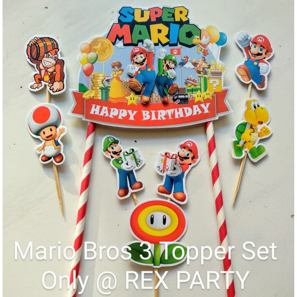 Jual Mario Bros Cake Topper/Topper Kue Mario Bros/3D Cake Birthday ...