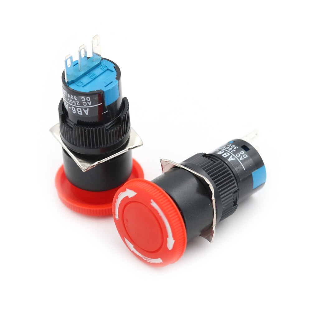 Jual 16mm Push Button Emergency Stop Self Locking Push Lock Turn to ...