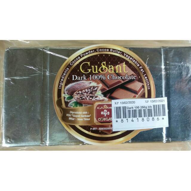 Jual Dark Chocolate 100% Blok 250gram Coklat Diet Kampung Coklat ...
