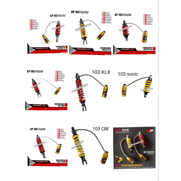 Jual MONOSHOCK TABUNG PISAH RIDE IT GP 103 PRO SERIES SONIC / JUPITER MX / MX KING / CB / SATRIA ...