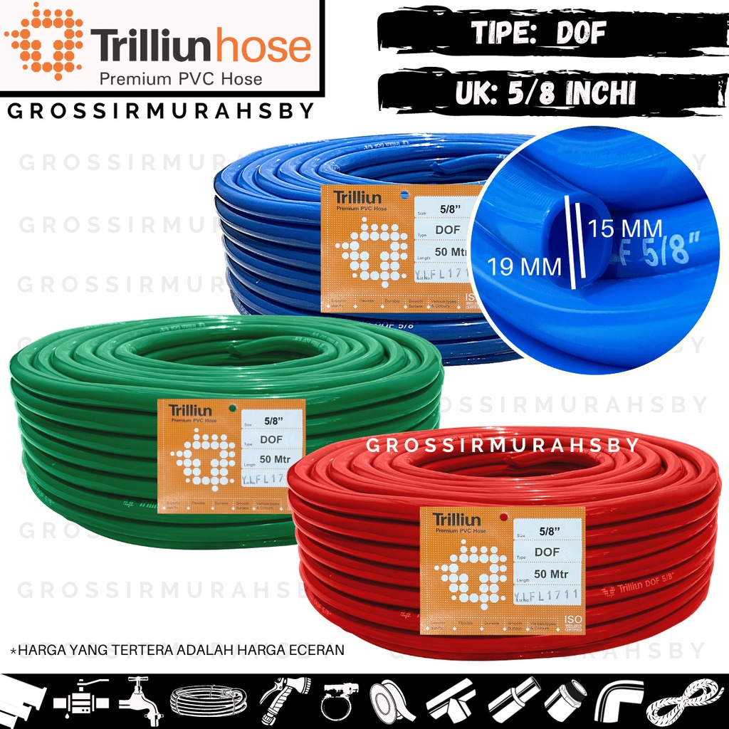 Jual SELANG AIR TRILLIUN DOF 5/8 INCHI ( HARGA PERMETER ) | Shopee Indonesia