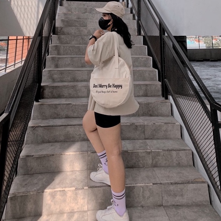 Jual Tote Bag kanvas Full Puring Resleting | Circle Tote bag | Basic Tote bag | Shopee Indonesia