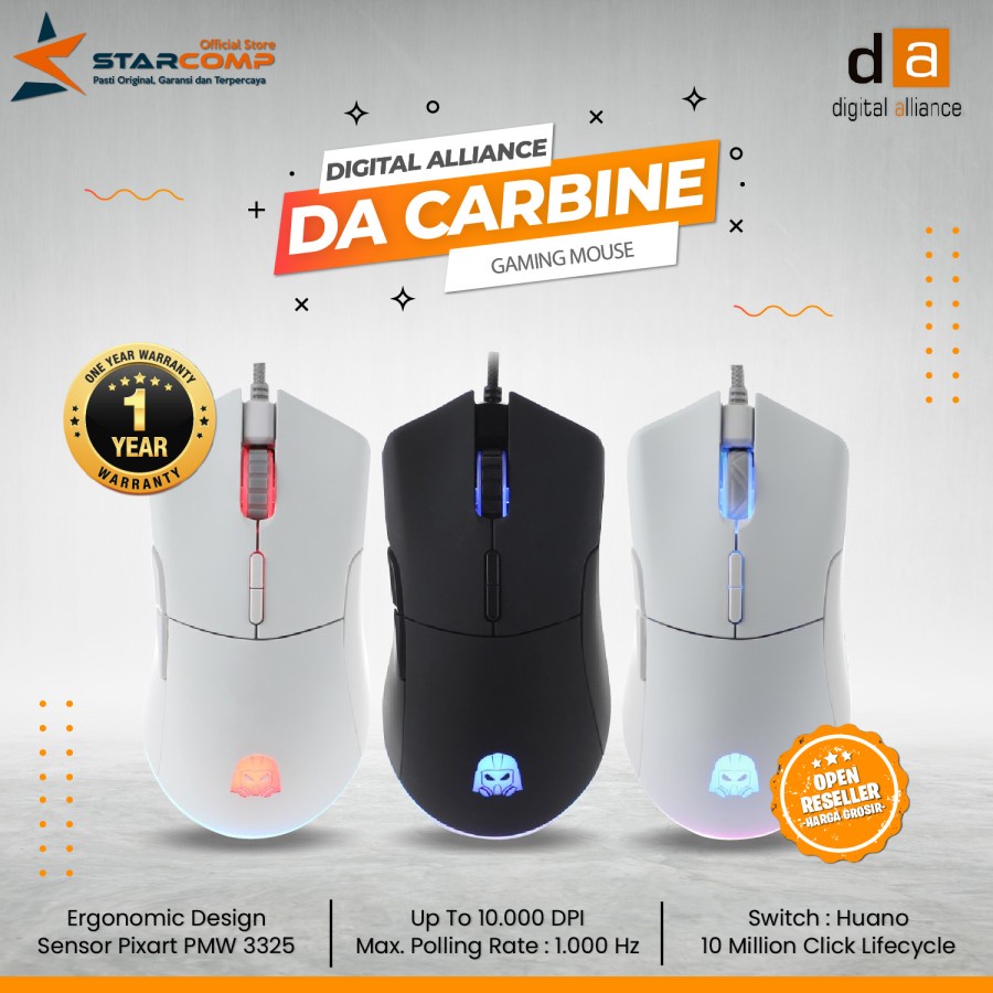 Jual DA GAMING MOUSE CARBINE GHOST GAMING MOUSE | Shopee Indonesia