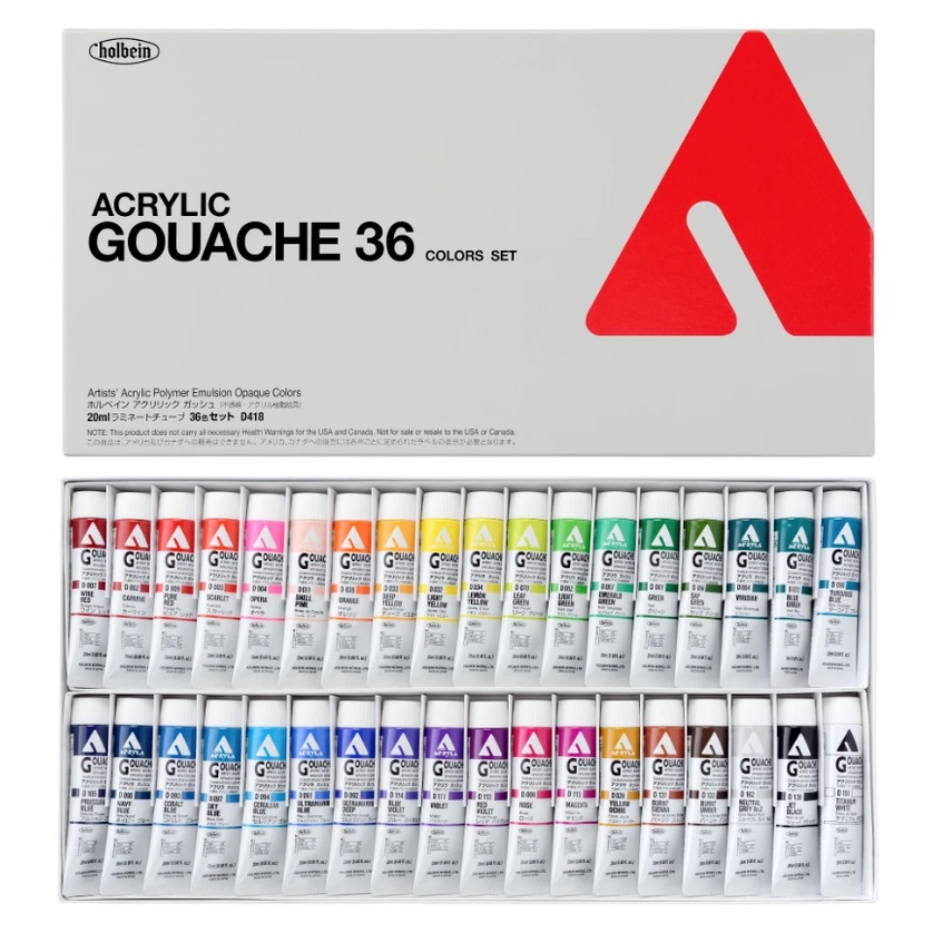 Jual Holbein Acryla Gouache - Set of 36 Colors x 20ml | Shopee Indonesia
