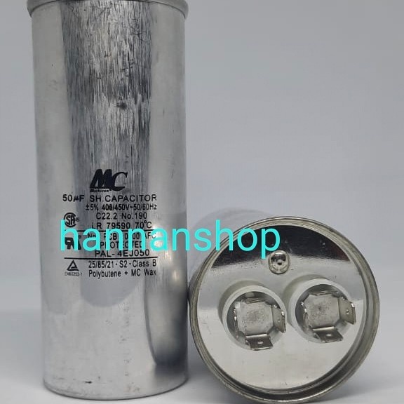 Jual Capasitor AC 2 1/2PK 50uf Original MC 50 mikro - Kapasitor AC 2 1/2pk 50uf Original MC ...