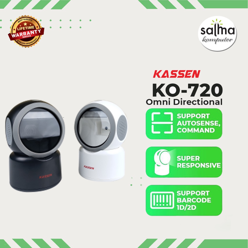 Jual Kassen RS-720 Black/Kassen KO 720 1D/2D WHITE/ BLACK/Scanner ...