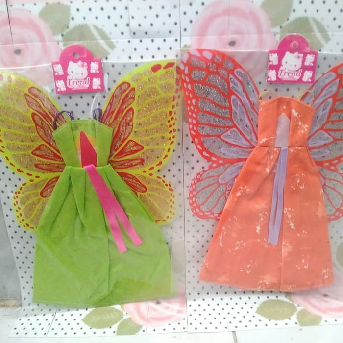 Jual KMM-118 Baju Barbie Sayap Peri Cantik Hijau Orange | Shopee Indonesia
