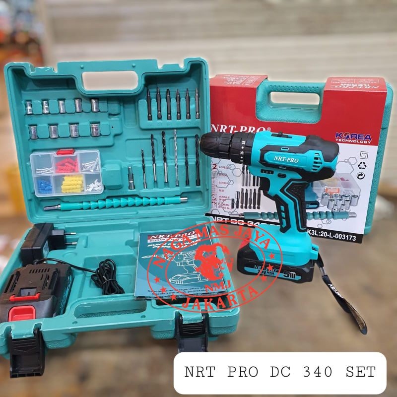 Jual MESIN BOR BATERAI NRT PRO DC 340 SET / BOR CORDLESS NRT PRO DC340 ...