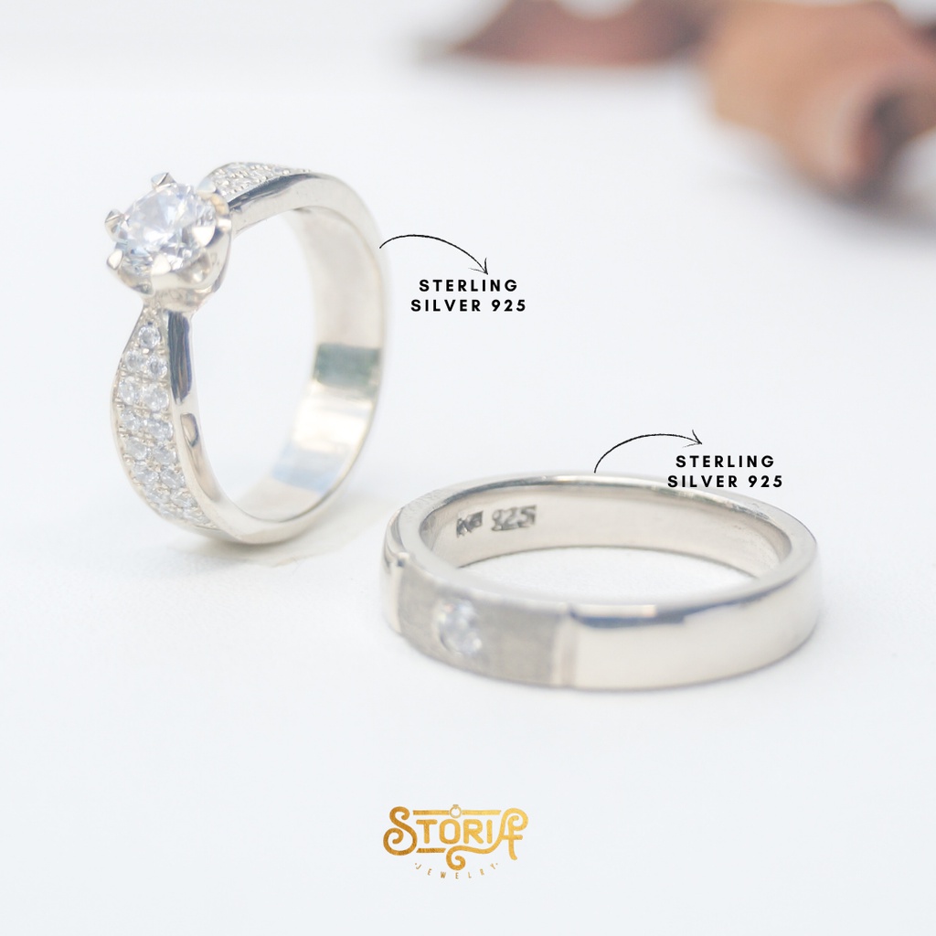 Jual Cincin Kawin Couple Perak Sterling Silver 925 SS-43 Nikah Tunangan ...