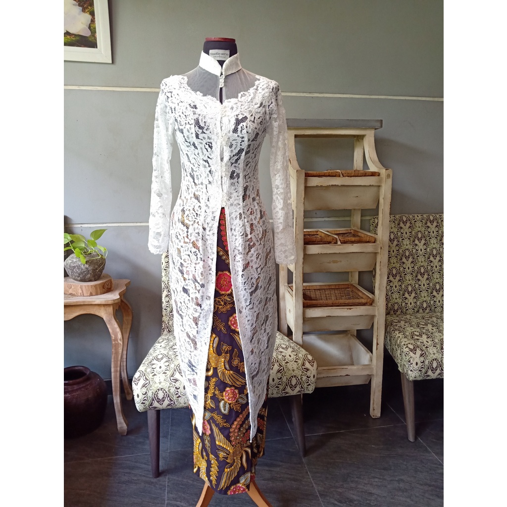 Jual Kebaya Putih Akad Nikah RR2035 Kebaya Pengantin Muslim Brokat ...