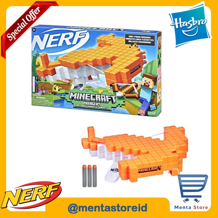Jual NERF Minecraft Pillager Crossbow Action Blast Official Pillager's ...