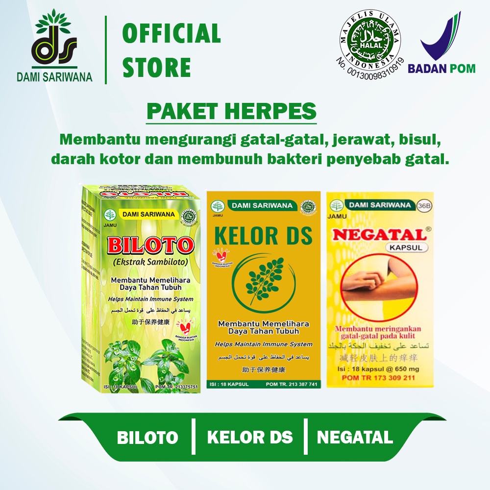 Jual Jamu Paket Obat Herpes | Biloto 18 Kapsul, Kelor DS 18 Kapsul ...