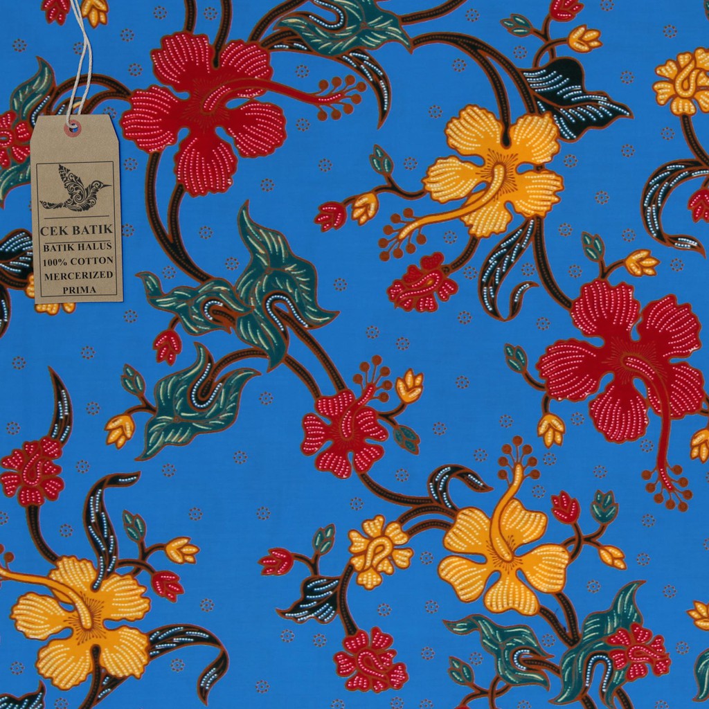 Jual Kain Batik - Motif Bunga (Biru) | Shopee Indonesia