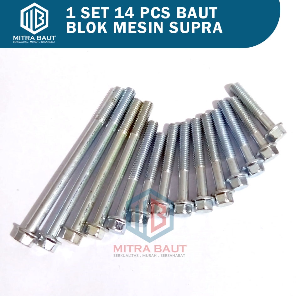 Jual [ 1 Set 14 Baut ] Baut Blok Mesin Honda / Baut-Baud Block-Blok Mesin-Crankcase Kiri-Kanan ...