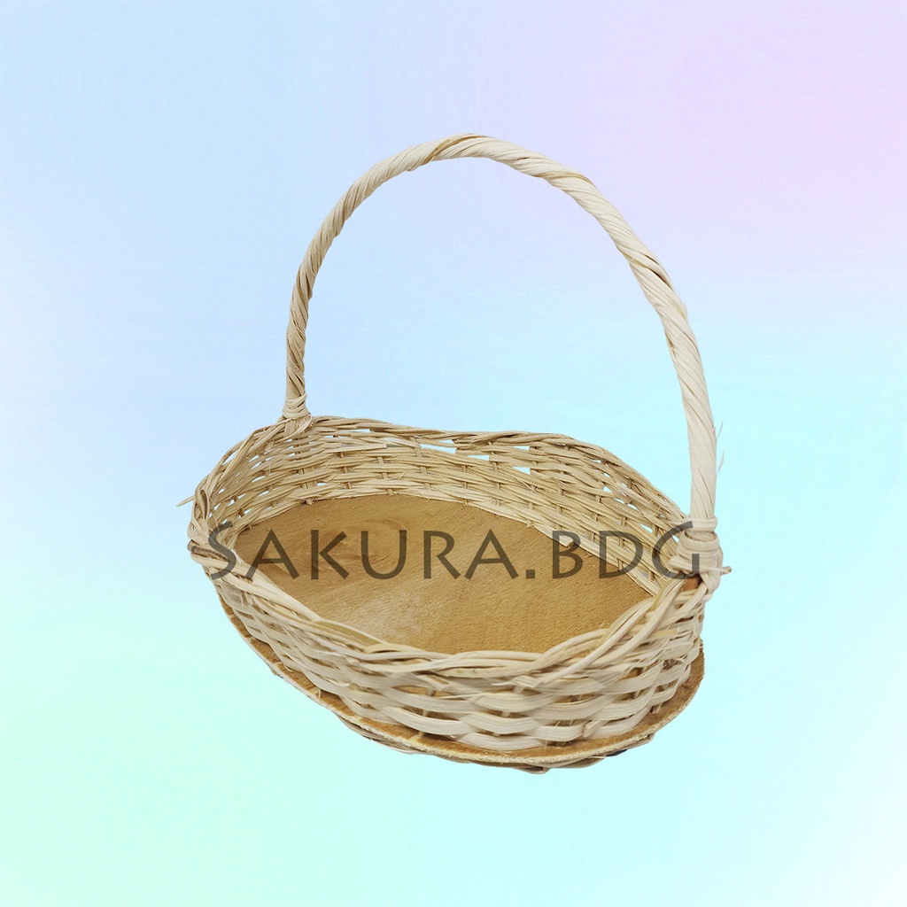 Jual K40XS - Keranjang rotan murah oval tangkai XS 26x20x7 cm hampers ...