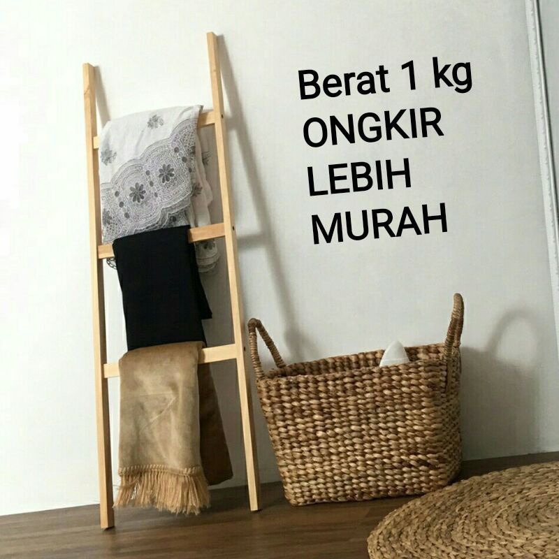 Jual LADDER TANGGA KAYU TINGKAT / GANTUNGAN SERBAGUNA / RAK TANGGA KAYU ...