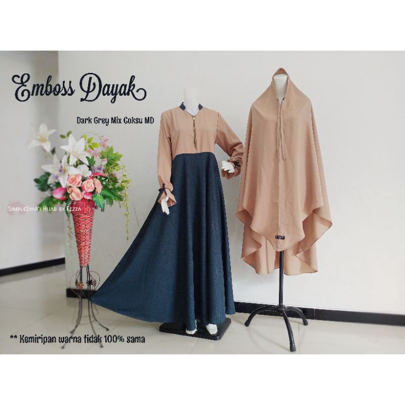 Jual SS HIJAB EMBOSS DAYAK DARK GREY COKSU MD (SET GAMIS) | Shopee ...