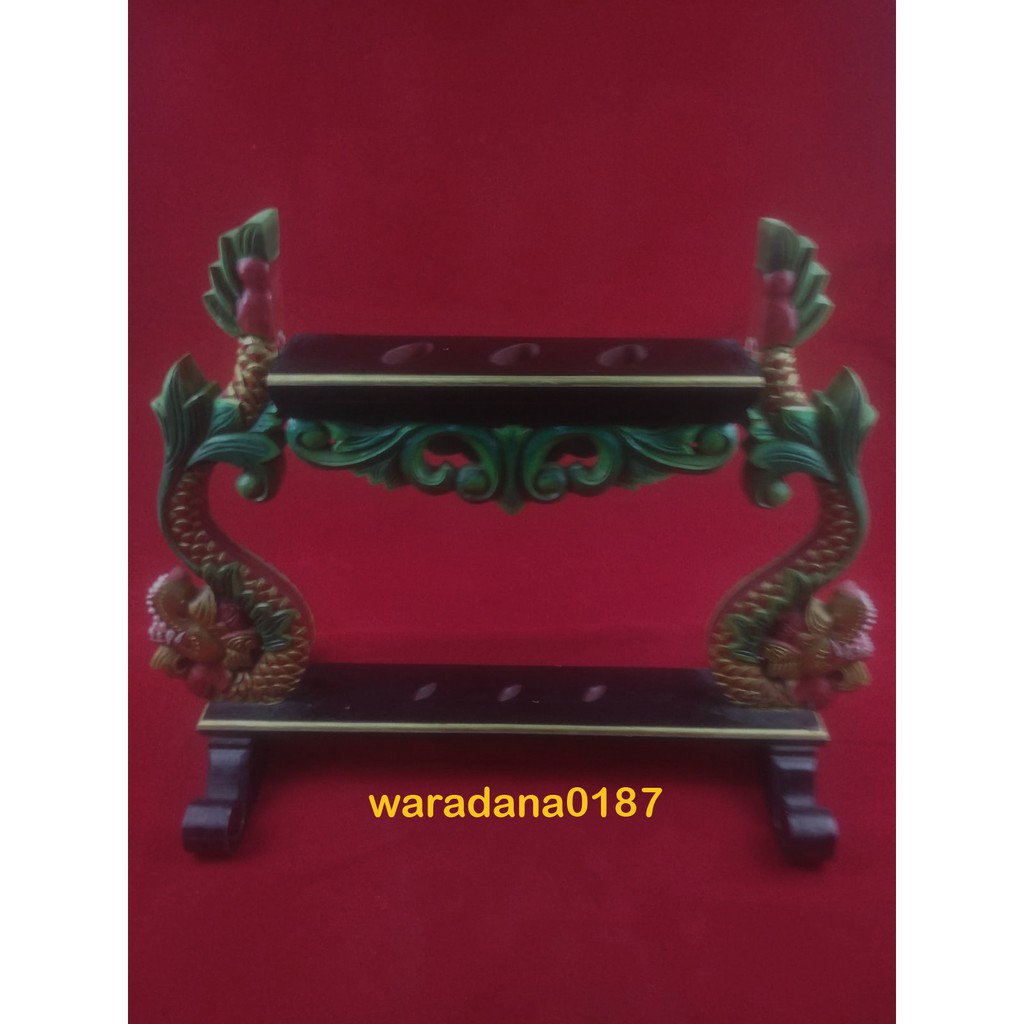Jual Stand Jagrak Keris Kayu Jati Motif Naga Warna | Shopee Indonesia