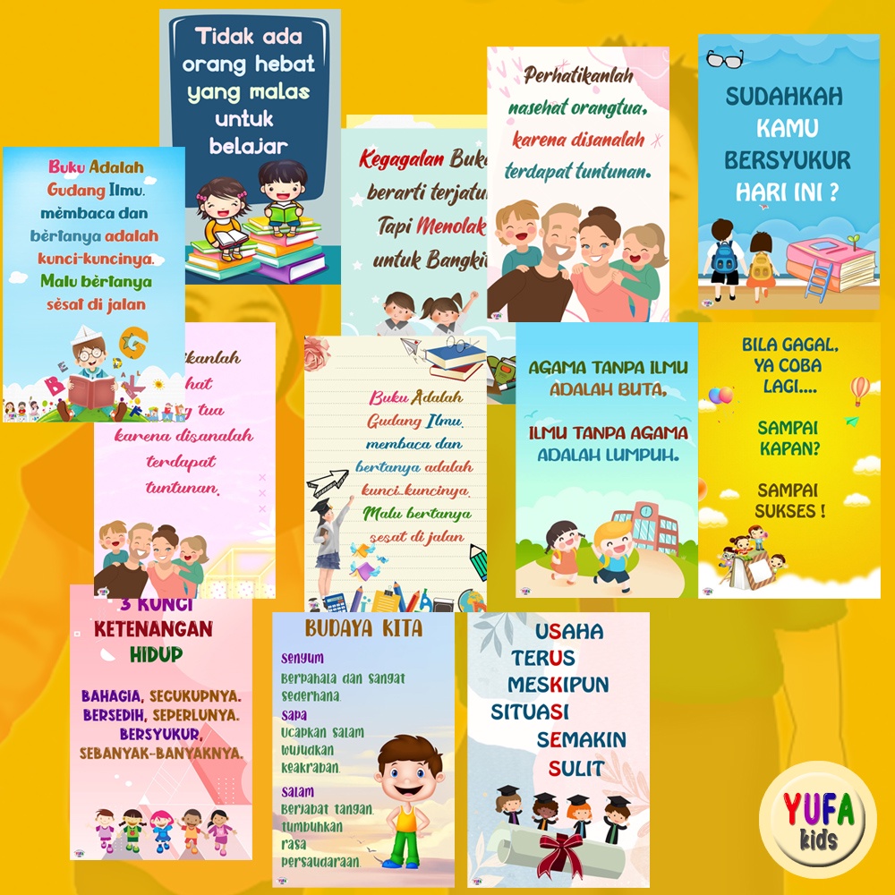 Jual 135 Poster motivasi anak hiasan dinging kamar - hiasan kelas ...