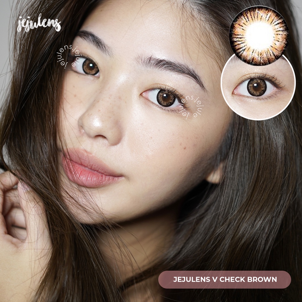 Jual Softlens JEJULENS V Check Brown (normal s/d -10) softlens | Shopee ...