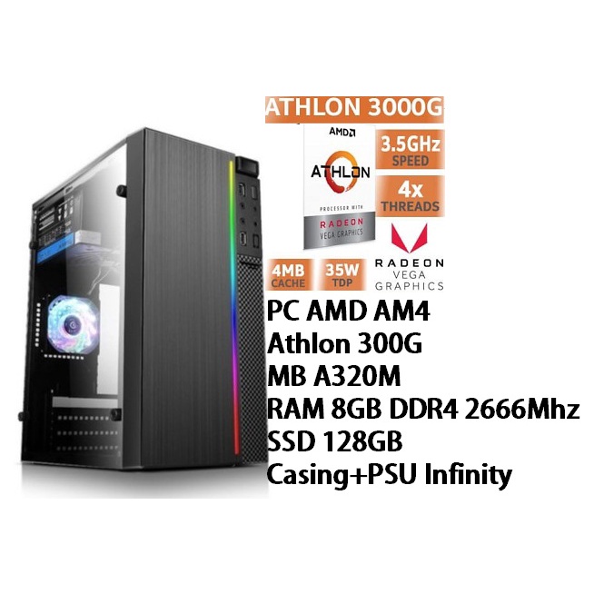 Jual Paket PC AMD Athlon 3000G DDR4 8GB SSD HDD | Shopee Indonesia