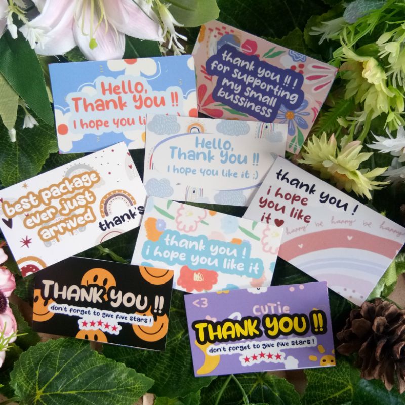 Jual ( isi 25 pcs ) Thanks Card Cute / Kartu Ucapan Lucu / Gift Card ...