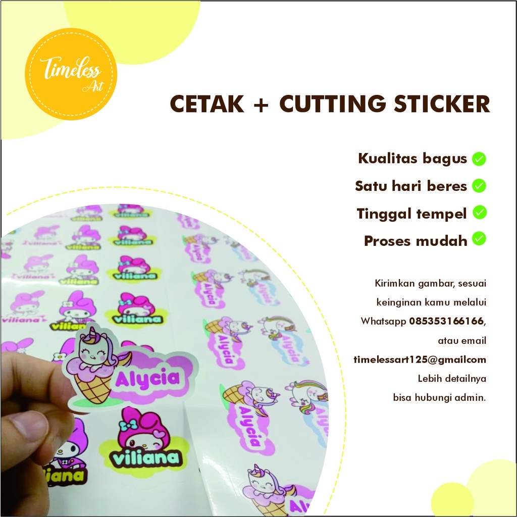 Jual TIMELESS Cetak Plus Cutting Stiker Label Vinyl Glossy/Transparan ...
