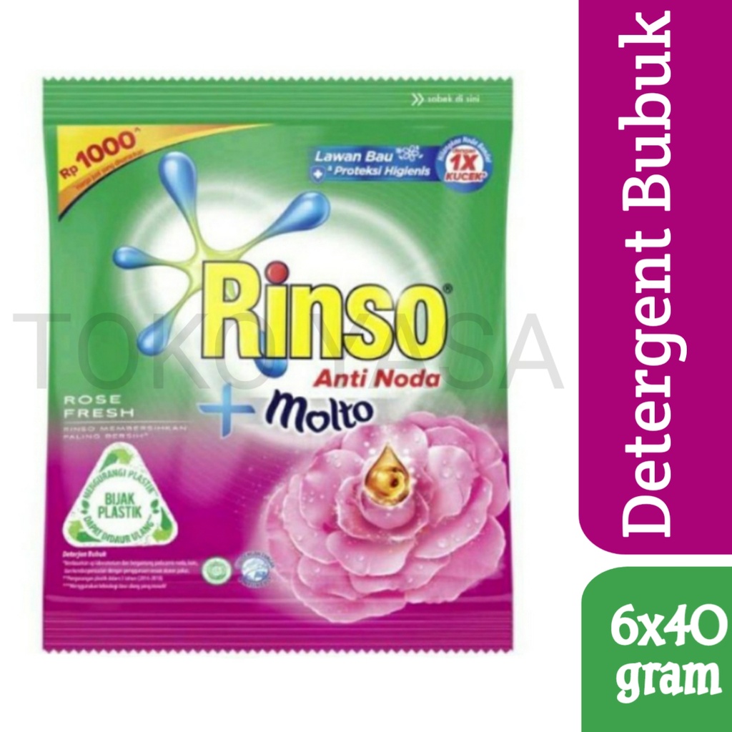 Jual Rinso Detergent Bubuk Rose Fresh Sachet 6 x 40gr | Shopee Indonesia