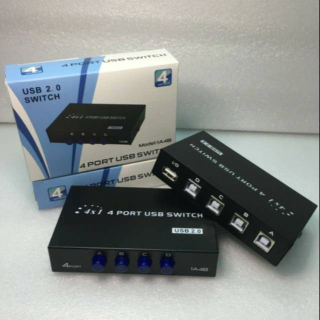 Jual Gaintech Switch Hub Printer 4 port 1 printer 4 pc Manual Switch Printer 4Port | Shopee ...