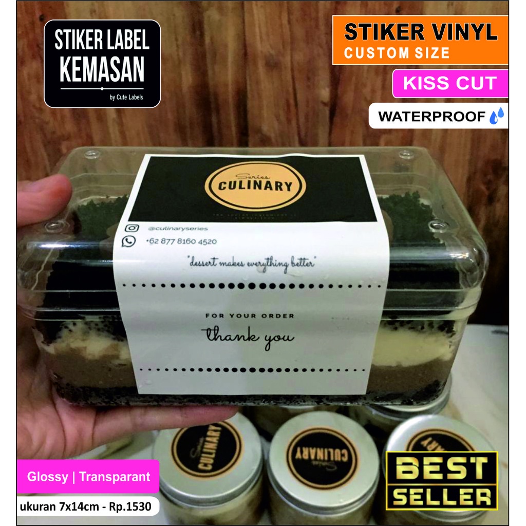 Jual Custom stiker label Kemasan / merk Dagang / Usaha ukuran 7x14cm ...