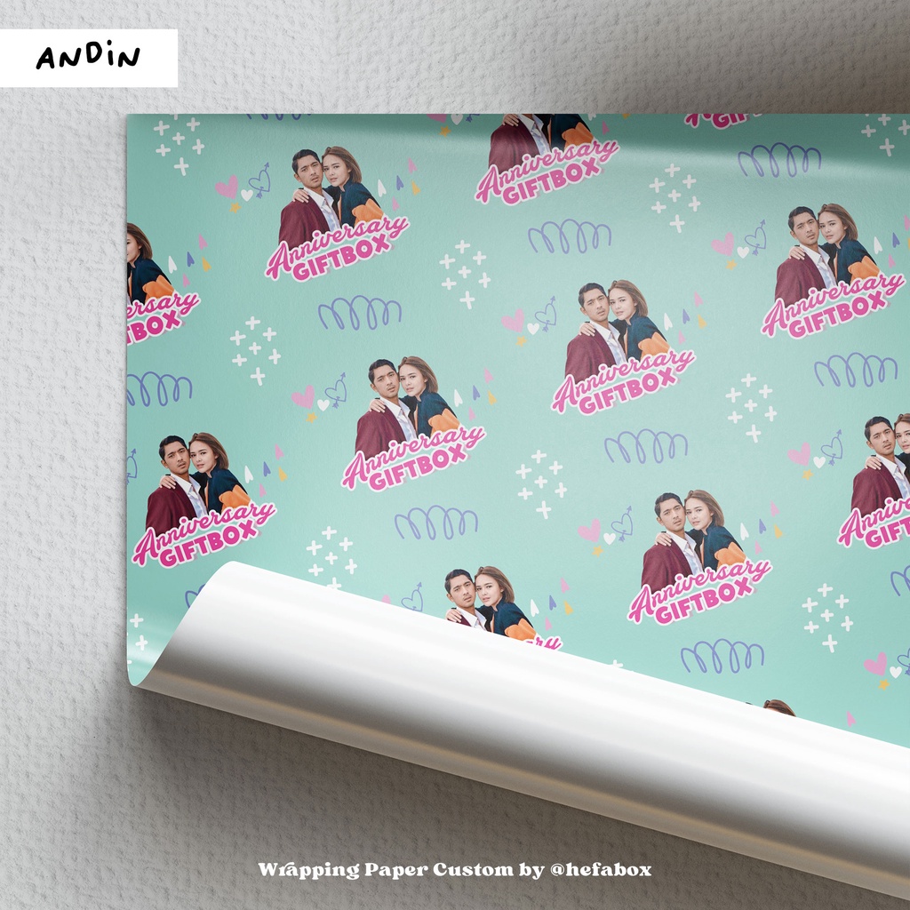 Jual Kertas Kado Custom Pattern Foto / Wrapping Paper Custom Hefabox ...