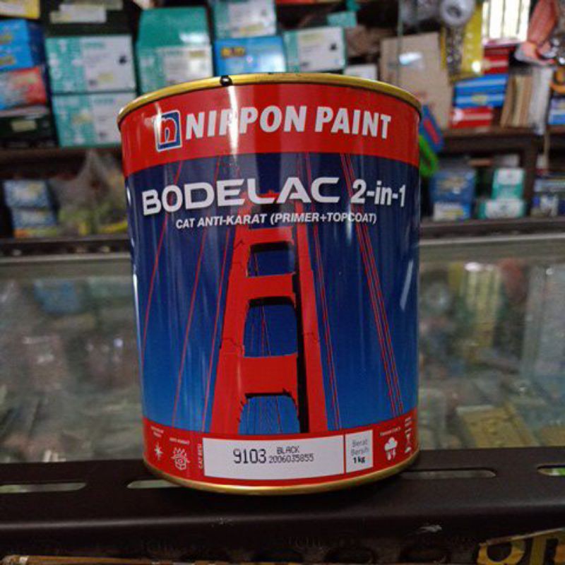 Jual Cat Besi Bodelac warna 9103 Black (Hitam Gloss) Anti Karat 2-in-1 ...