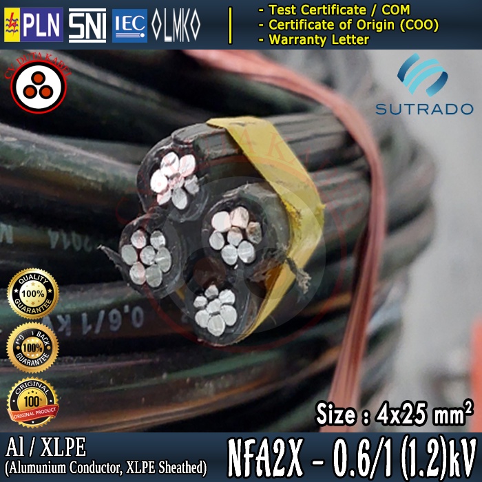 Jual Kabel NFA2X 4x25 mm2 SUTRADO /Twisted Cable/Kabel Udara/Kabel TC/Kabel SR/4 x 25 mm2 ...