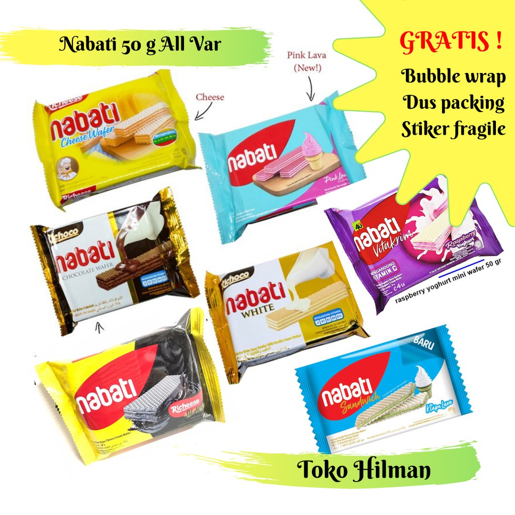 Jual Nabati Wafer All Varian 50g Coklat , Keju, Pink Lava, Lava Klapa ...