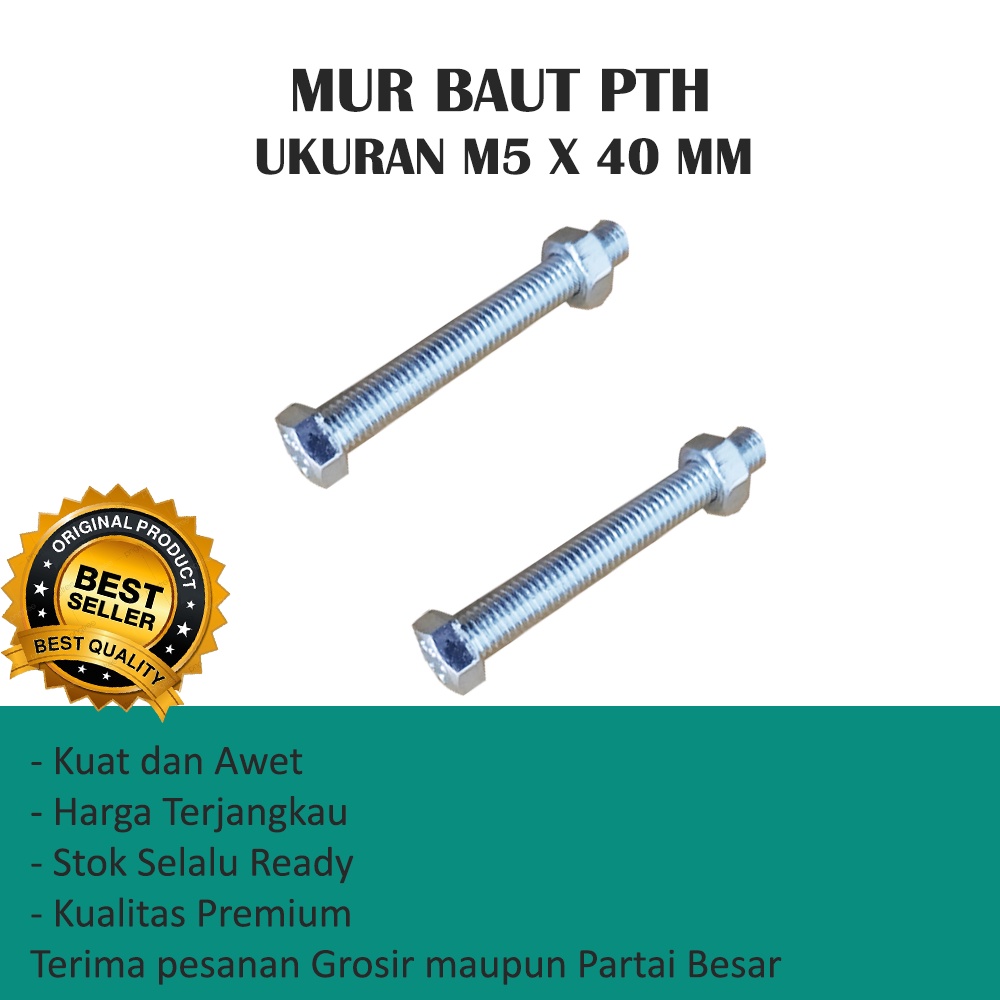 Jual MUR BAUT UKURAN M5 X 40 MM MURAHH (HARGA PER 10 PCS) | Shopee ...