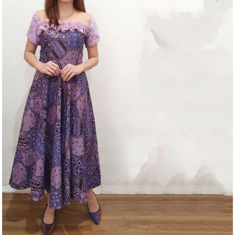 Model Dress Batik Kombinasi Brokat