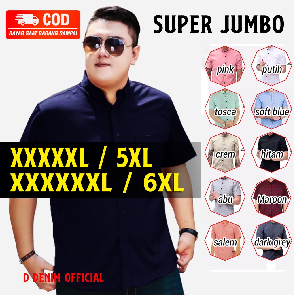 Jual Kemeja Jumbo Pria Polos Banyak Warna Muat BB 125 Kilo Tidak Luntur Seragam Kerja 6xl Big ...
