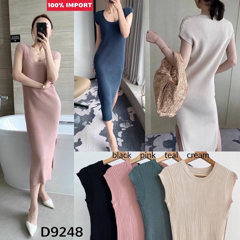 Jual Long Dress Bodycon Knit Rajut Import Premium Lengan Buntung ...