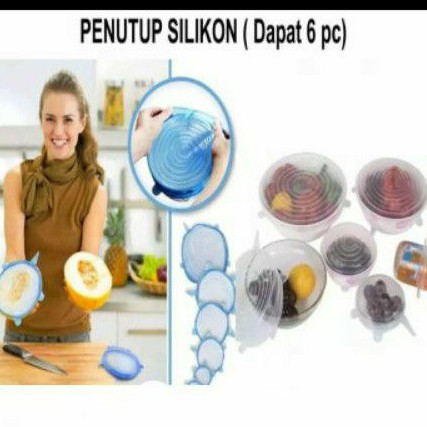 Jual 6 in 1 stretch bowl cover LID silicone food cover/ tutup makanan ...