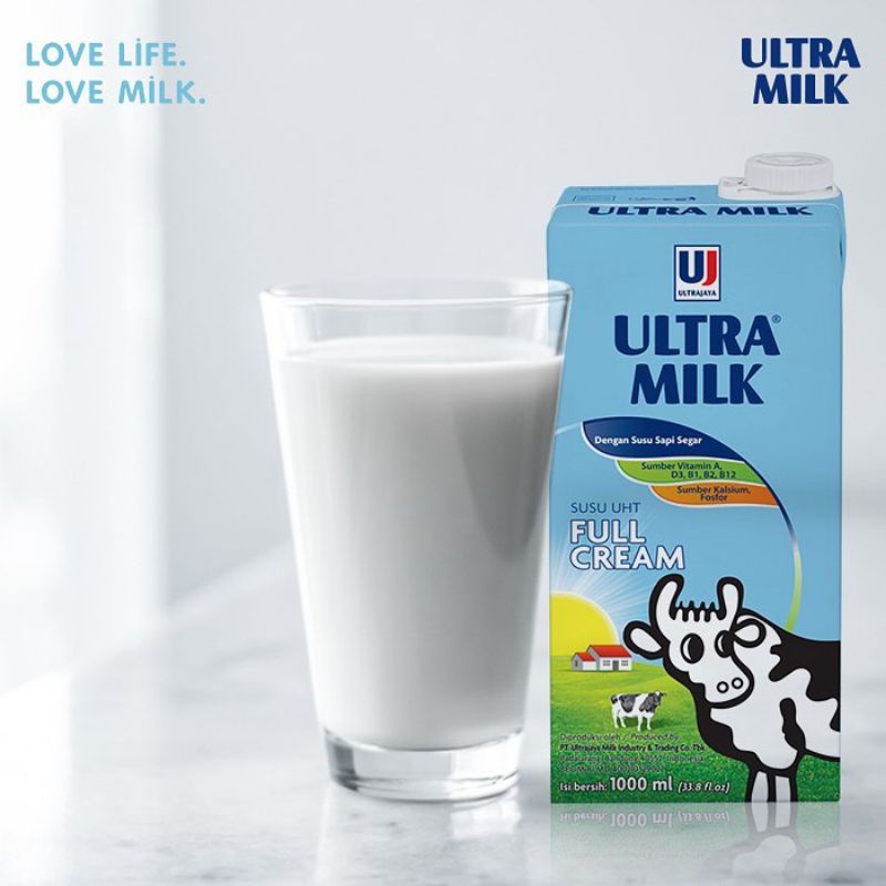 Jual ULTRA MILK FULL CREAM 1 LITER SUSU UHT CAIR ULTRAMILK | Shopee ...