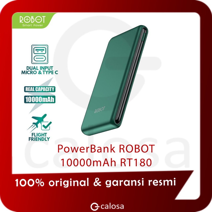 Jual PowerBank ROBOT 10000mAh RT180 Dual Input Port Type C & Micro USB ...