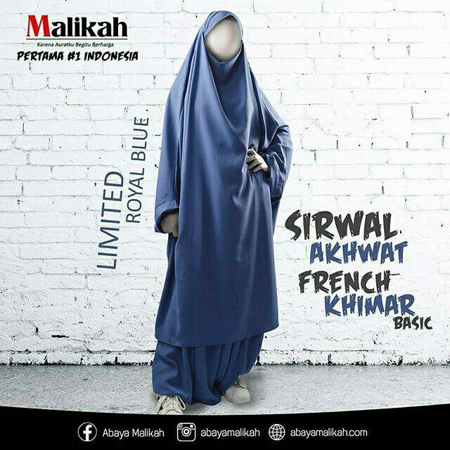 Jual French Khimar Basic & Sirwal Royal Blue (Abaya Malikah) | Shopee Indonesia