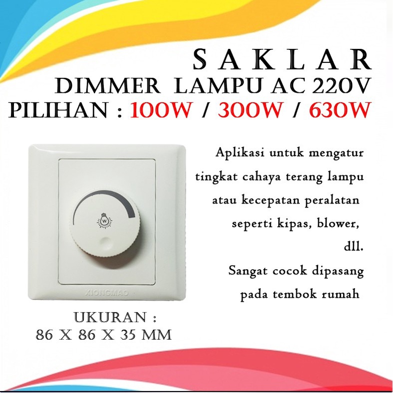 Jual Saklar Dimmer Tembok Lampu AC 220V 200 Watt | Shopee Indonesia