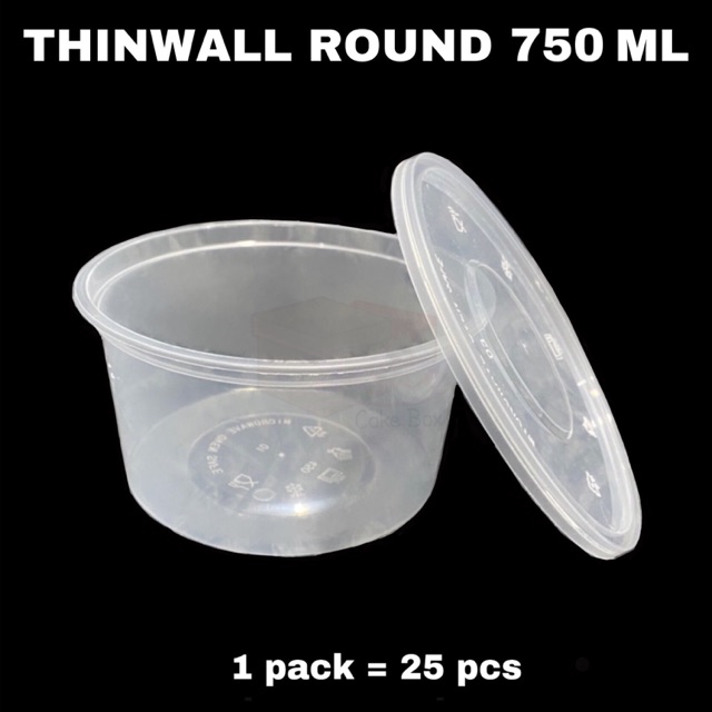 Jual 25 pcs | THINWALL ROUND 750 ML / FOOD CONTAINER / KOTAK WADAH MAKAN PLASTIK / KOTAK ...