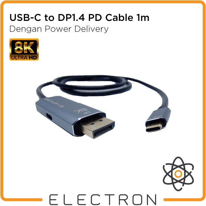 Jual USB-C to DP1.4 PD Cable 1m DisplayPort 1.4 Power Delivery Type ...