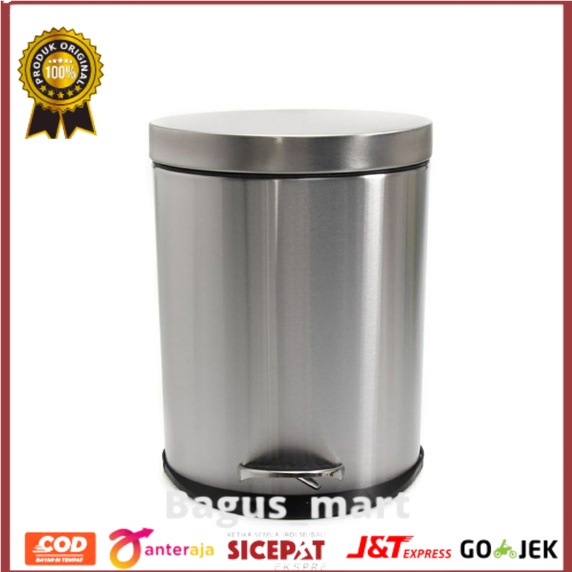 Jual Krisbow 5 Ltr Tempat Sampah Stainless Oval Matt | Shopee Indonesia