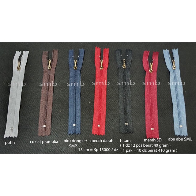 Jual Risleting / resleting / zipper YKK CFC-39 uk 6 inc (15cm) 1 LUSIN untuk celana / rok ...